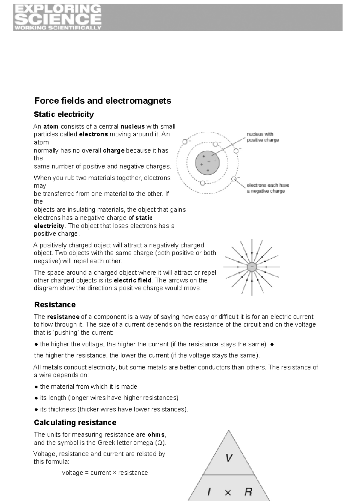 9 J Force Fields AND Electromagnets-combined - 9 J Summary Sheets Force ...