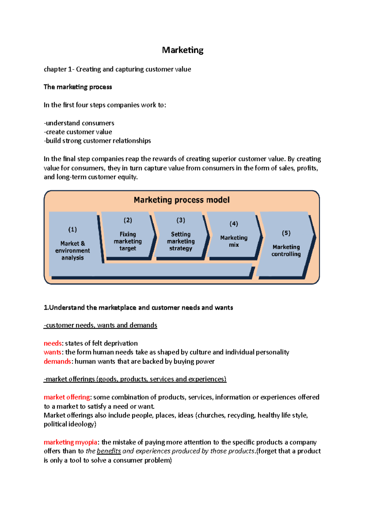 Marketing summary - Marketing chapter Creating and capturing customer ...
