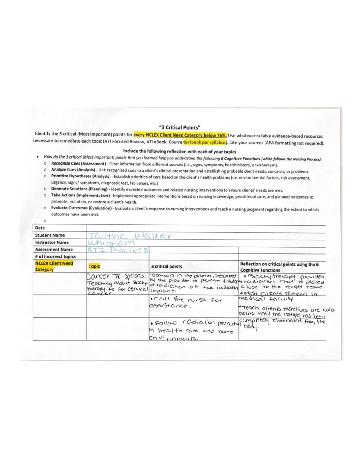 3 Critical Points[ 7250] - NURS 481 - Studocu