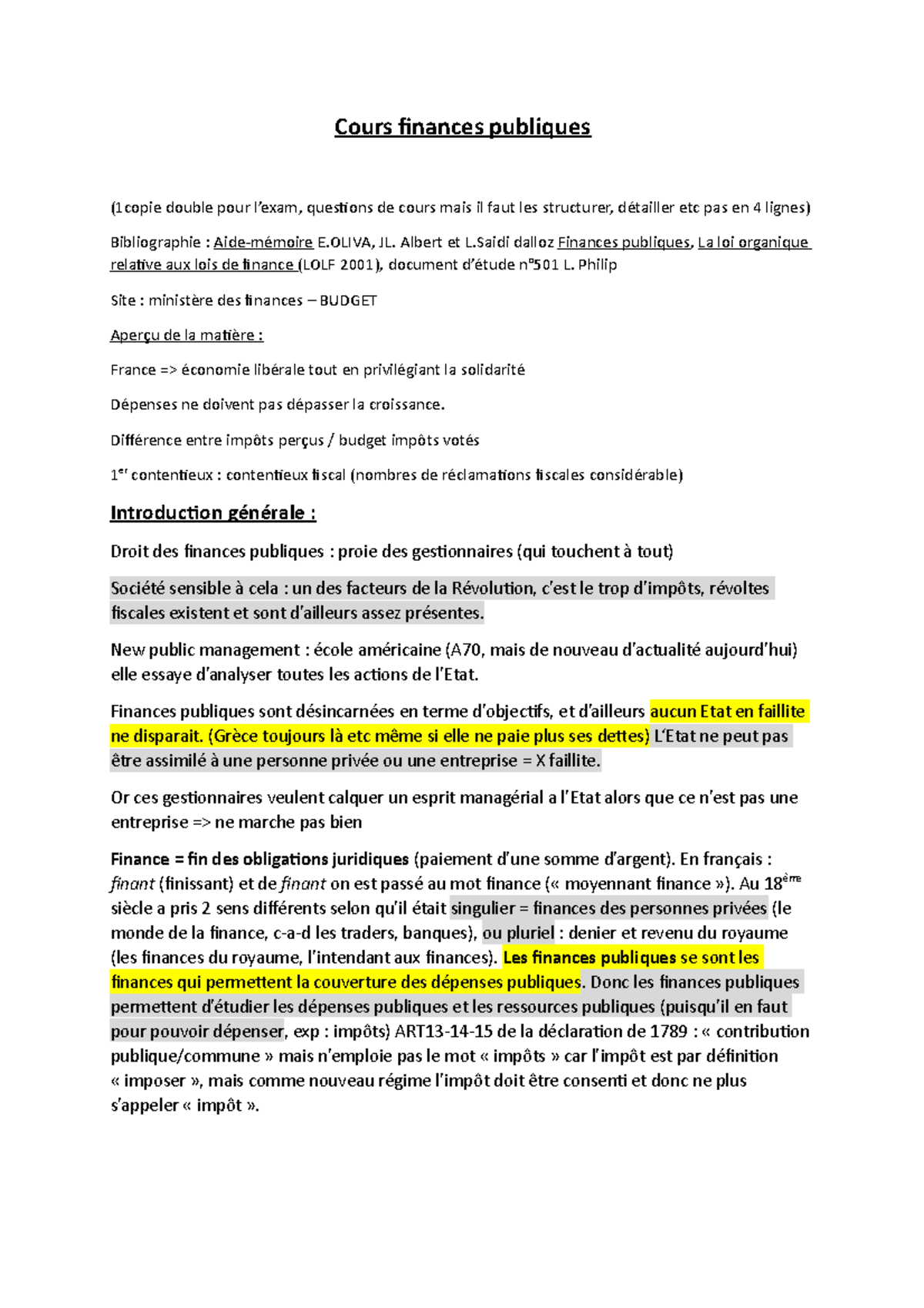Cours finance publique - Cours finances publiques (1copie double pour l ...