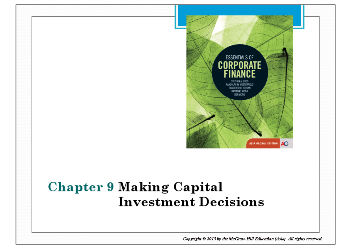 Study Unit 5b Making Capital Investment Decisions (T03) - FIN203 - SUSS ...