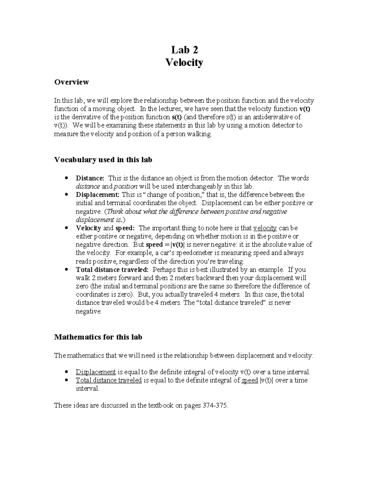 132Lab2 - Lab 2 Velocity Overview In this lab, we will explore the ...