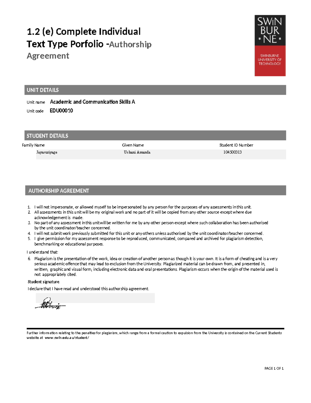 1.2 (e) Final Individual Text Type Portfolio - 1 (e) Complete ...