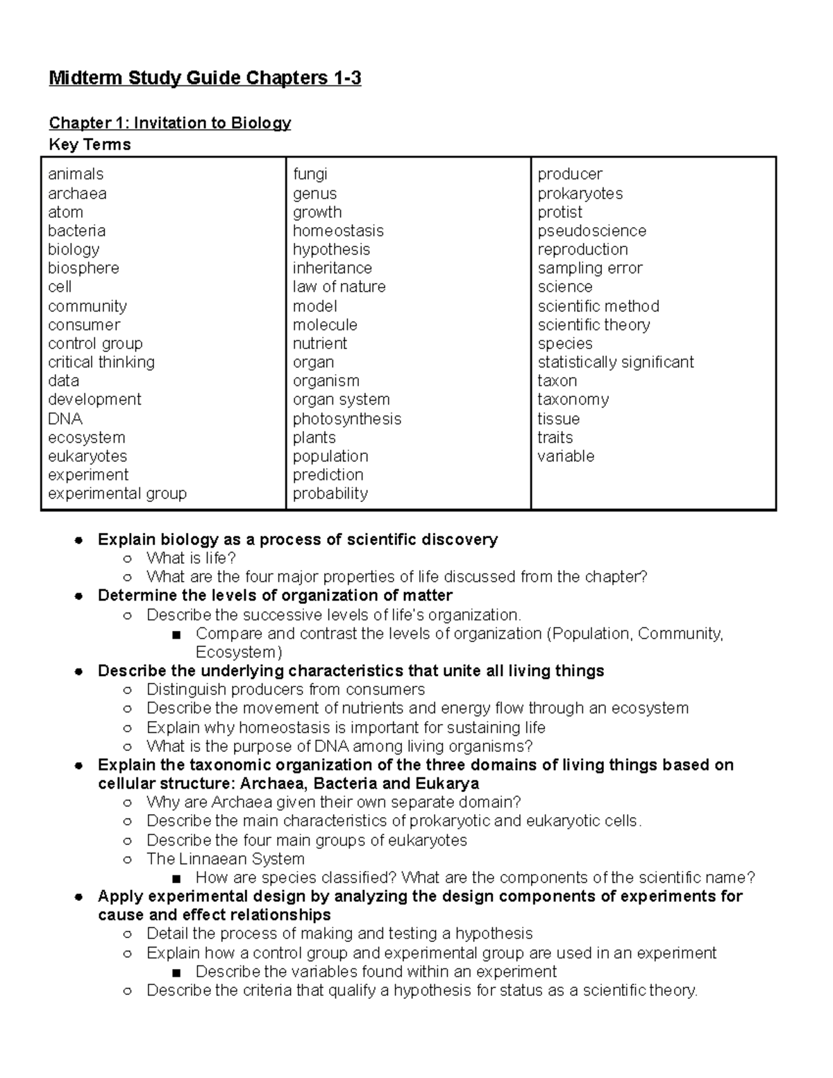 2021 Midterm Study Guide Ch 1-3 - Midterm Study Guide Chapters 1 ...