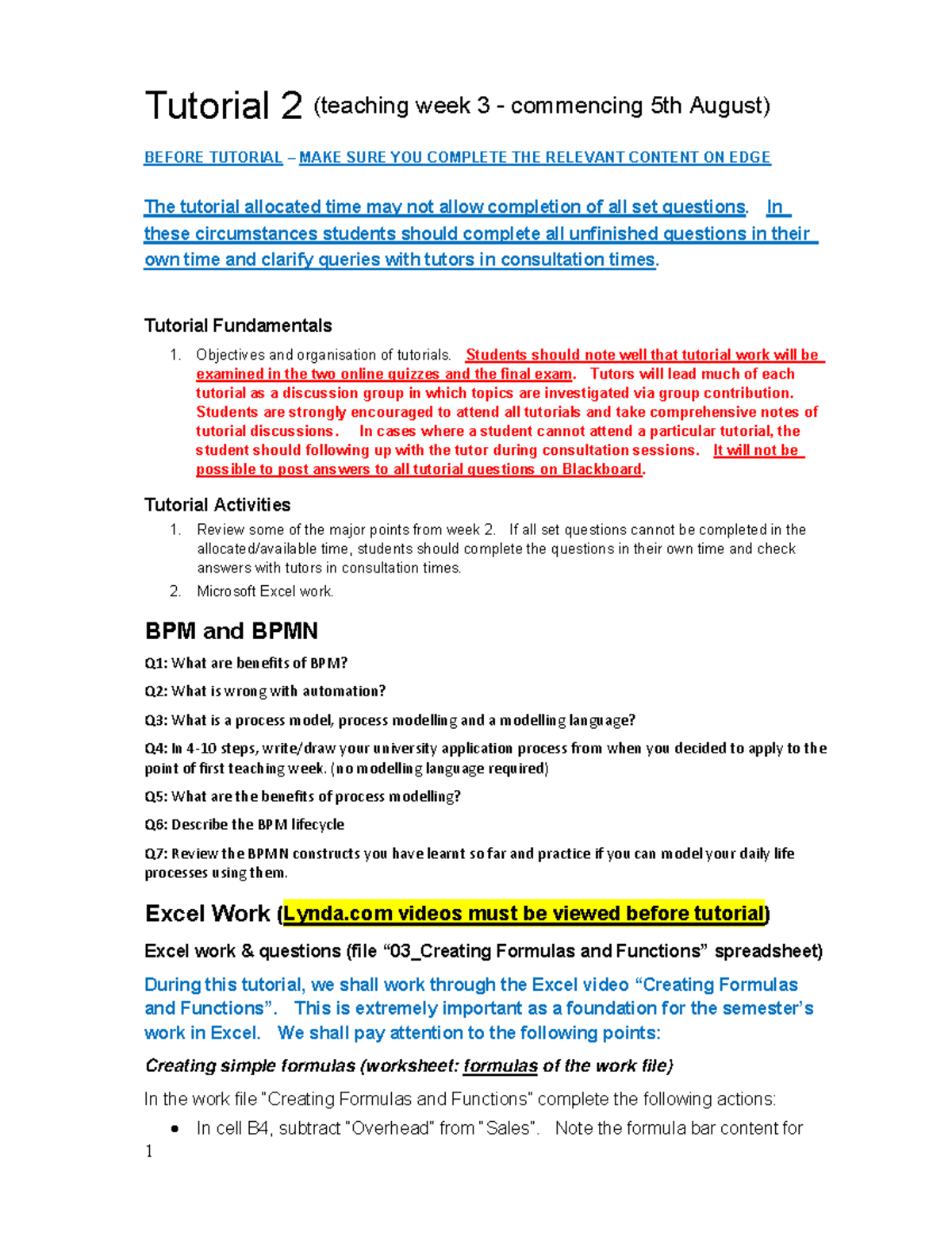 BISM1201 Tutorial 2 2019 Student - Tutorial 2 (teaching week 3 ...