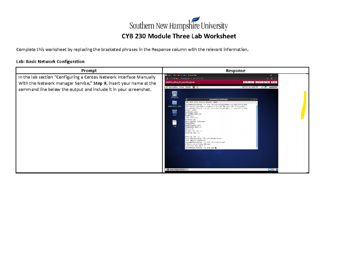 3-2 Lab CYB-230 - CYB 230 Module Three Lab Worksheet Complete this ...