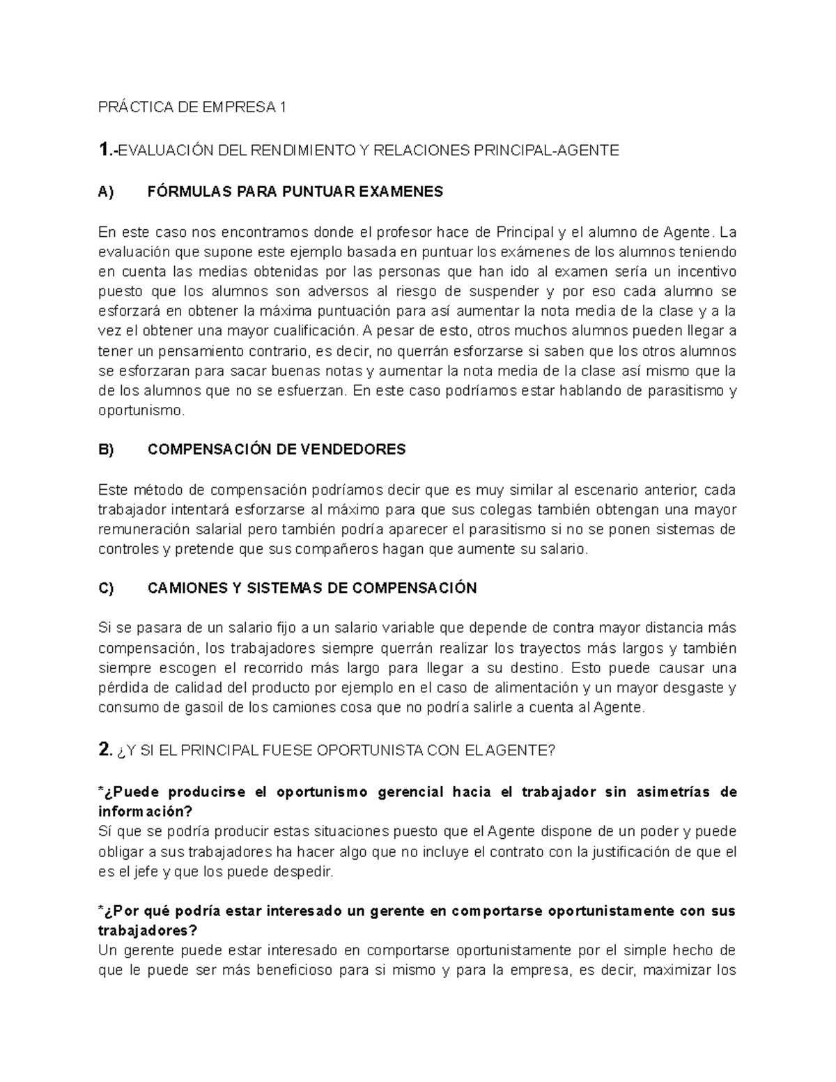 Práctica 1 - Práctica 1 de economía de la empresa cursada en el segundo ...