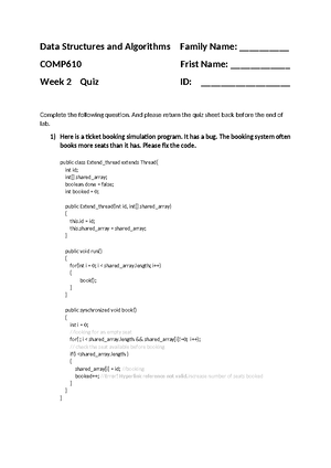 Data Structures and Algorithms - COMP610 - AUT - Studocu