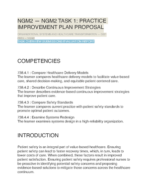 D221 paper - task 1 - Practice Improvement Plan Proposal - Fall ...
