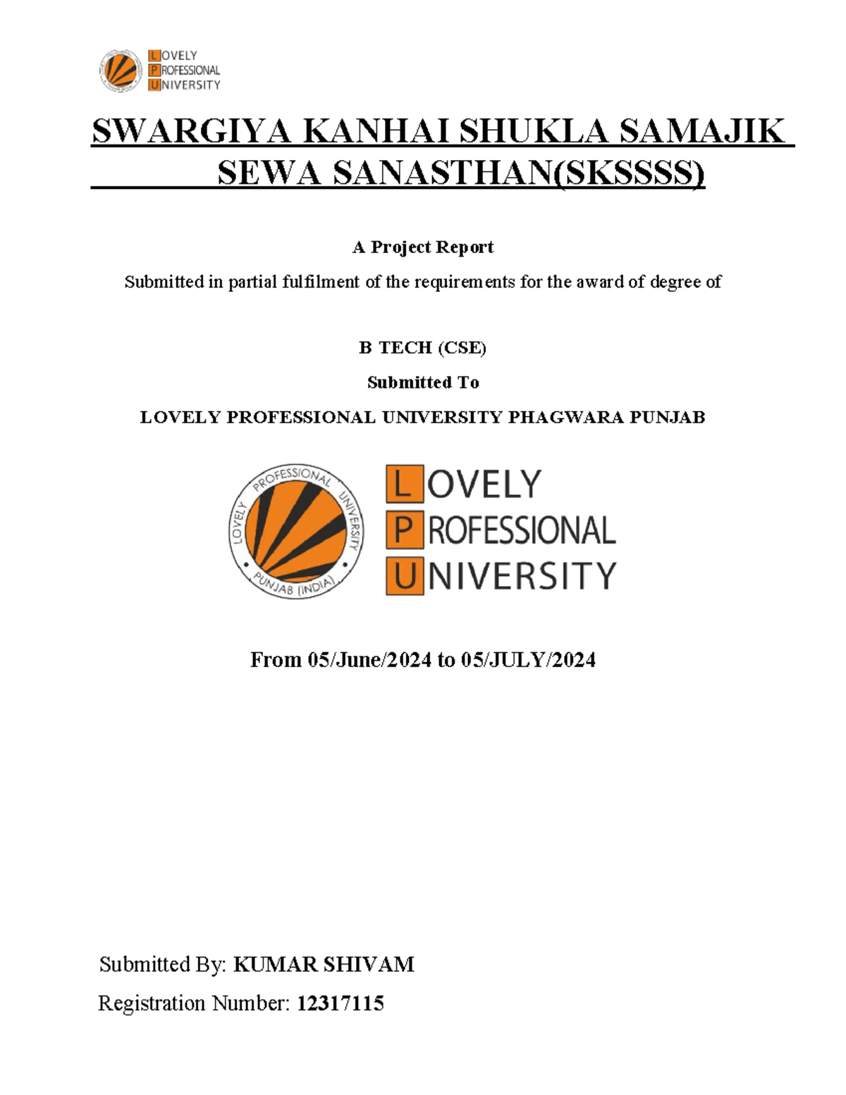 Final report - cdp project - SWARGIYA KANHAI SHUKLA SAMAJIK SEWA ...