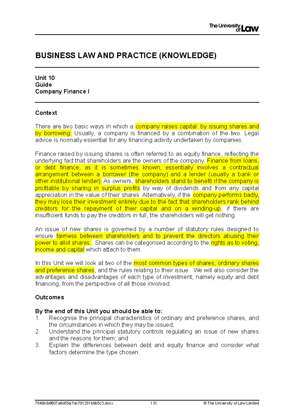 Business Law and Practice - Workshop 10 - BUSINESS LAW AND PRACTICE ...