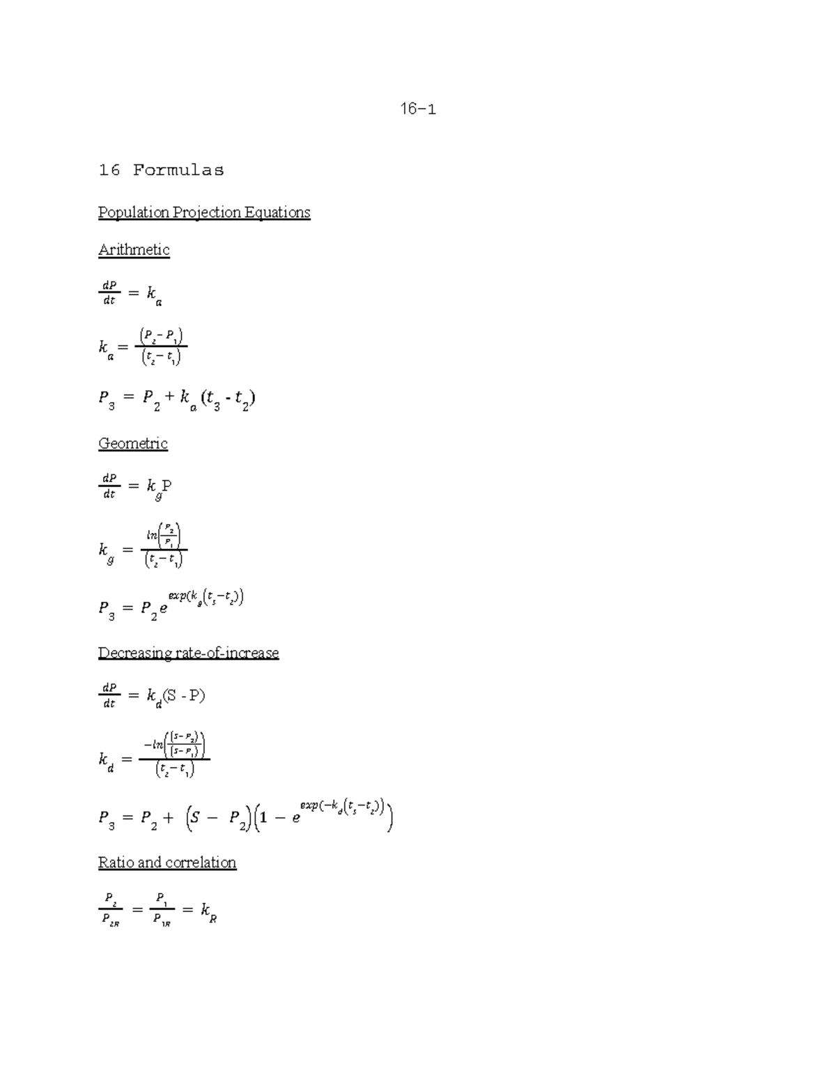 ENVR CV503 Week 1 Notes Completed - 16− 1 16 Formulas Population ...
