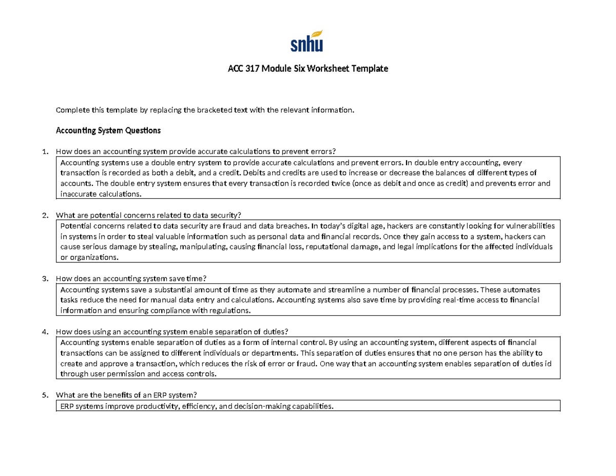 ACC 317 Module Six Worksheet Template - ACC 317 Module Six Worksheet ...