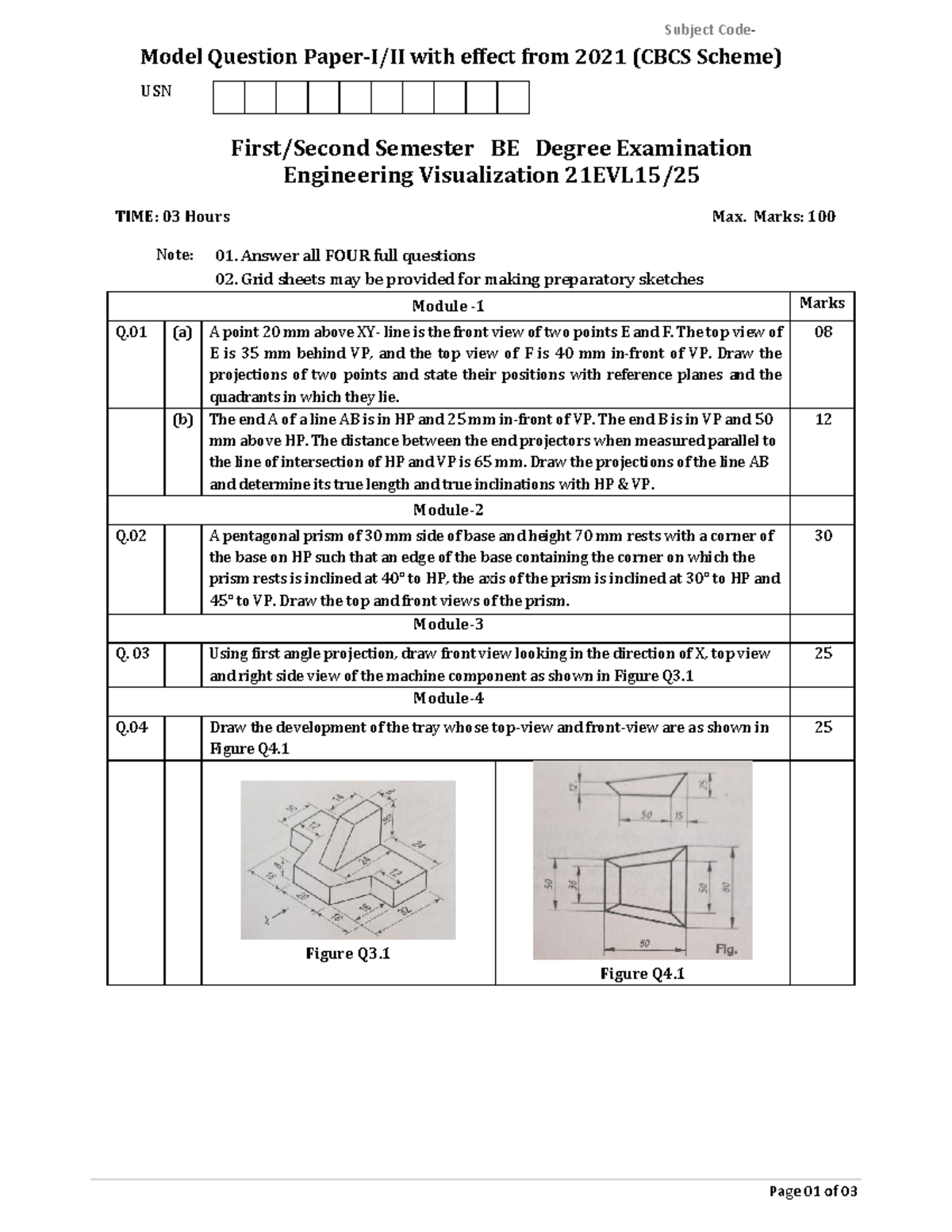 21EGDL15set2 - Model question paper set 2 of Engineering visualization ...