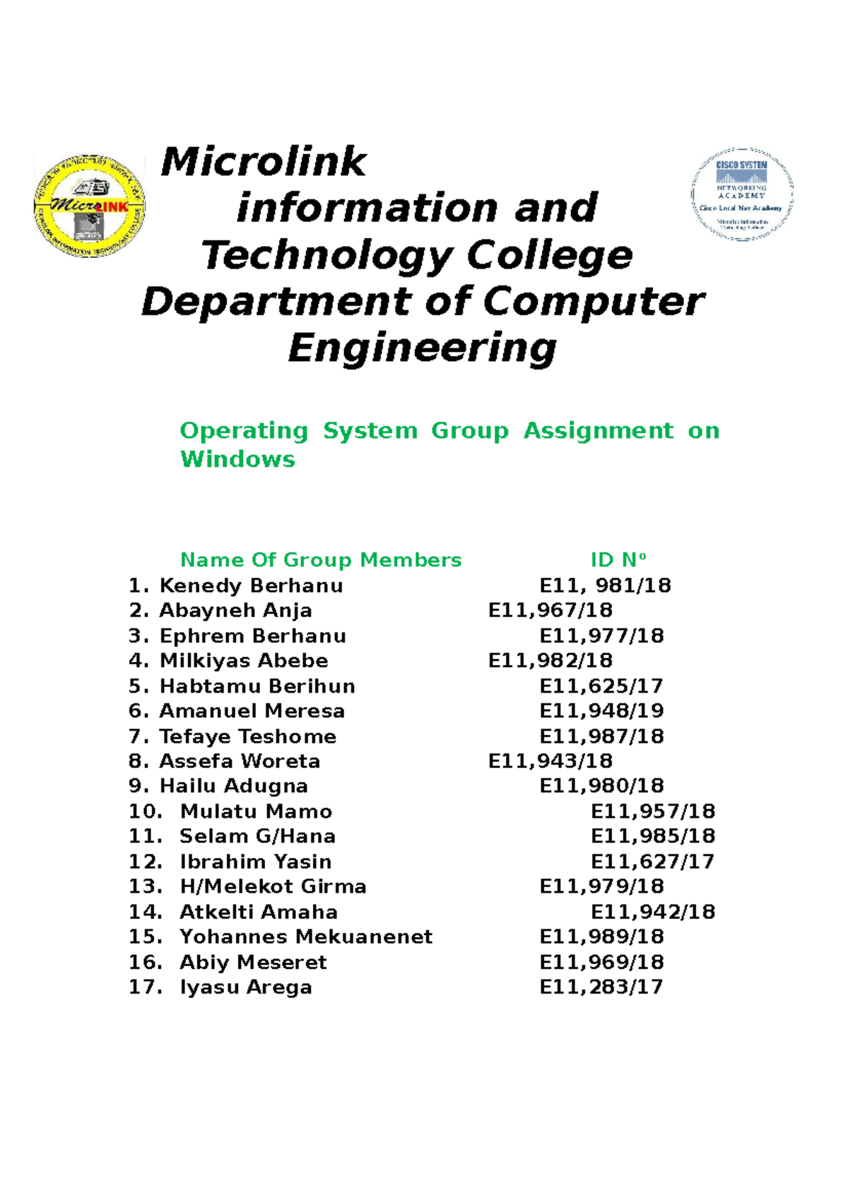 Oprating System Group Assignment - Software Engenering - Studocu