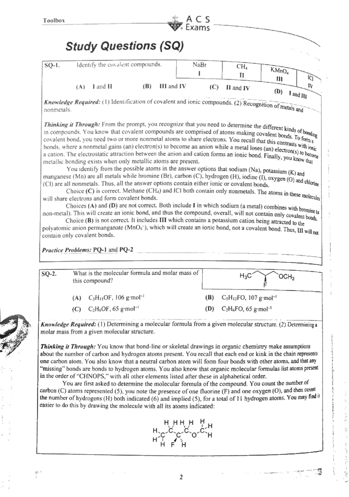 ORGO ACS Official Guide for FINAL - Toolbox C S Exams Study Questions ...