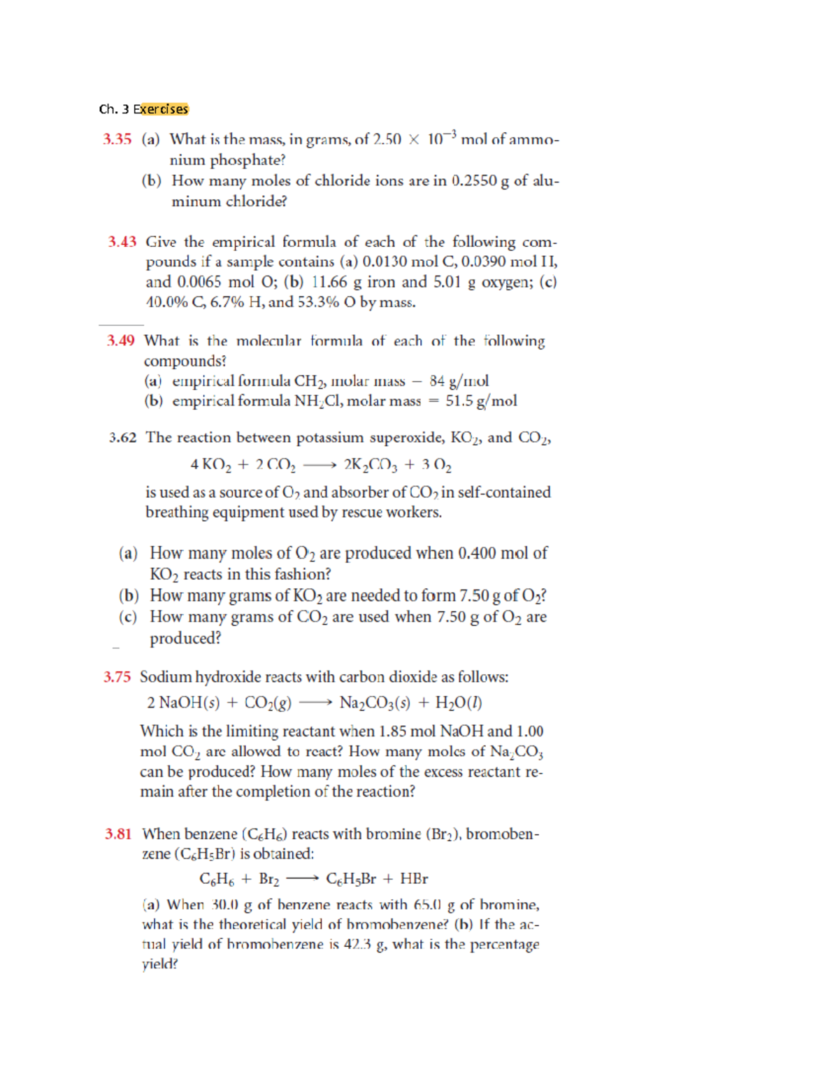 Ch 3 Exercises - sss - Ch. 3 Exercises 3 (a) What is the mass, in grams ...