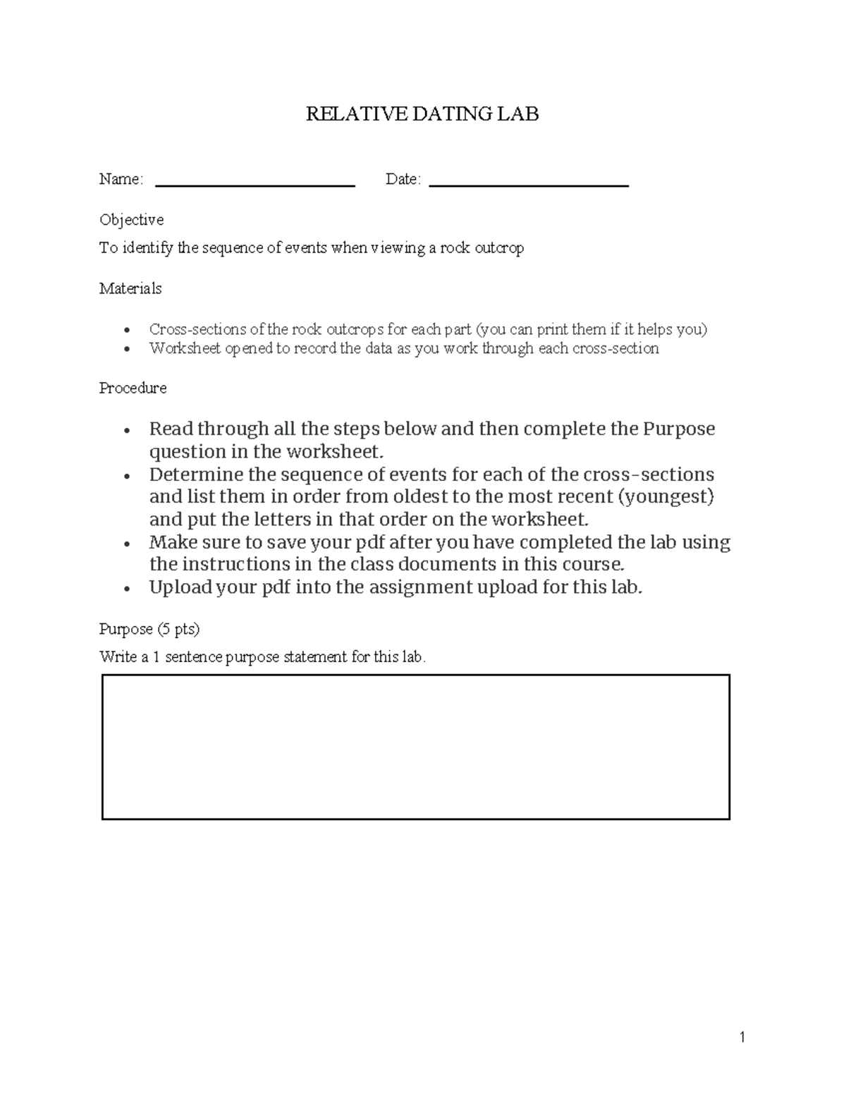 Relative+dating+lab+worksheet - RELATIVE DATING LAB Name: Date ...