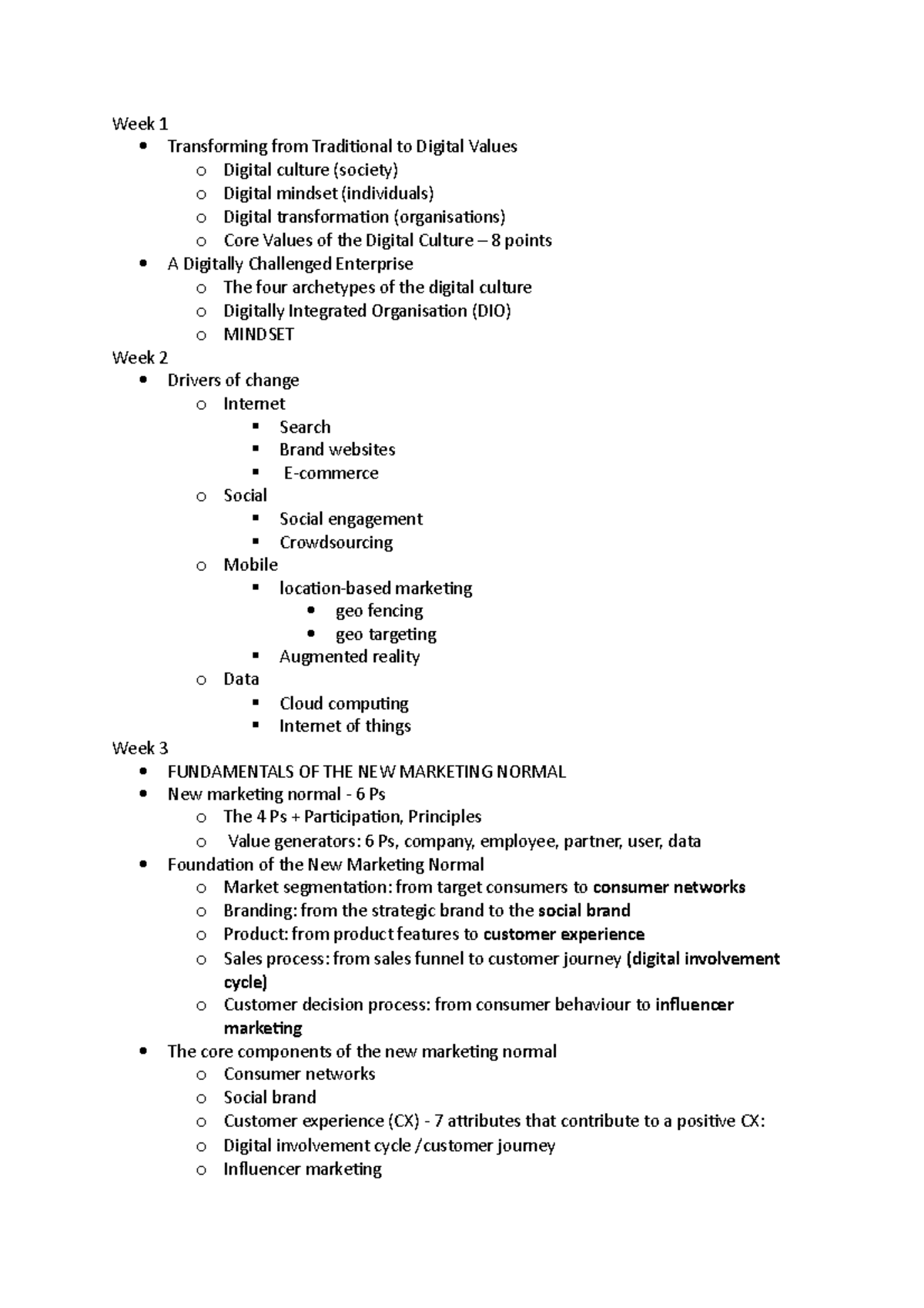 Exam notes DM - Summary Digital marketing - Week 1 Transforming from ...