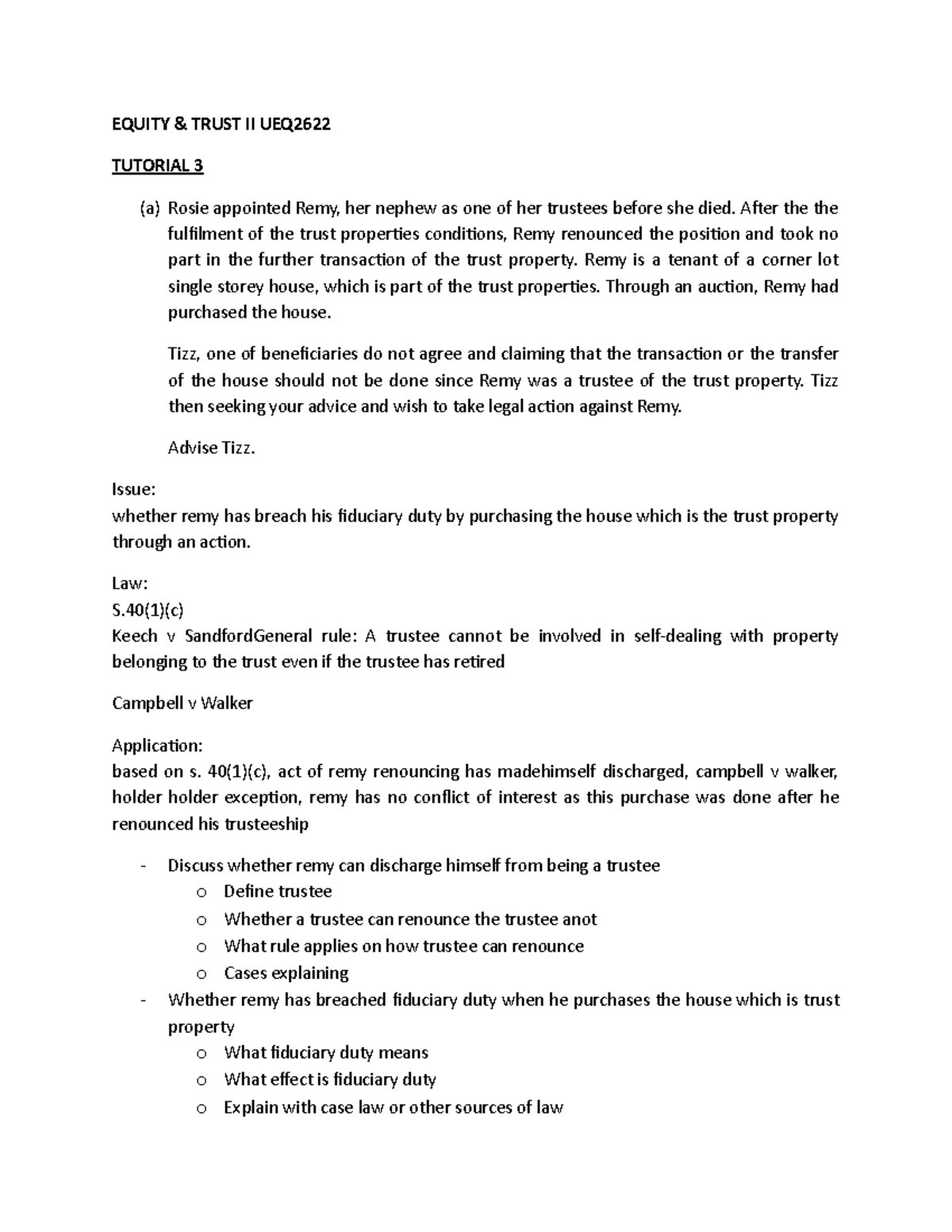 Eqt II - Tutorial 3 - ddddx - EQUITY & TRUST II UEQ TUTORIAL 3 (a ...