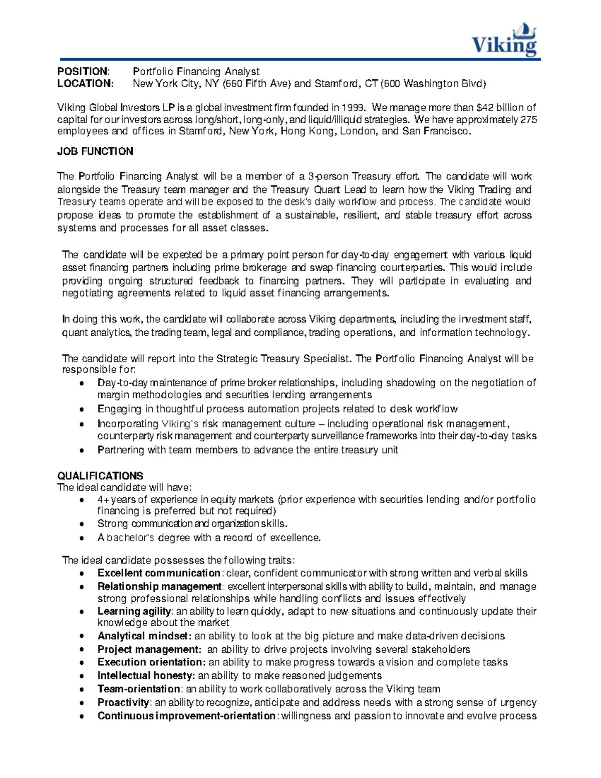 Portfolio Financing Analyst JD (1) - POSITION: Portf olio Financing ...