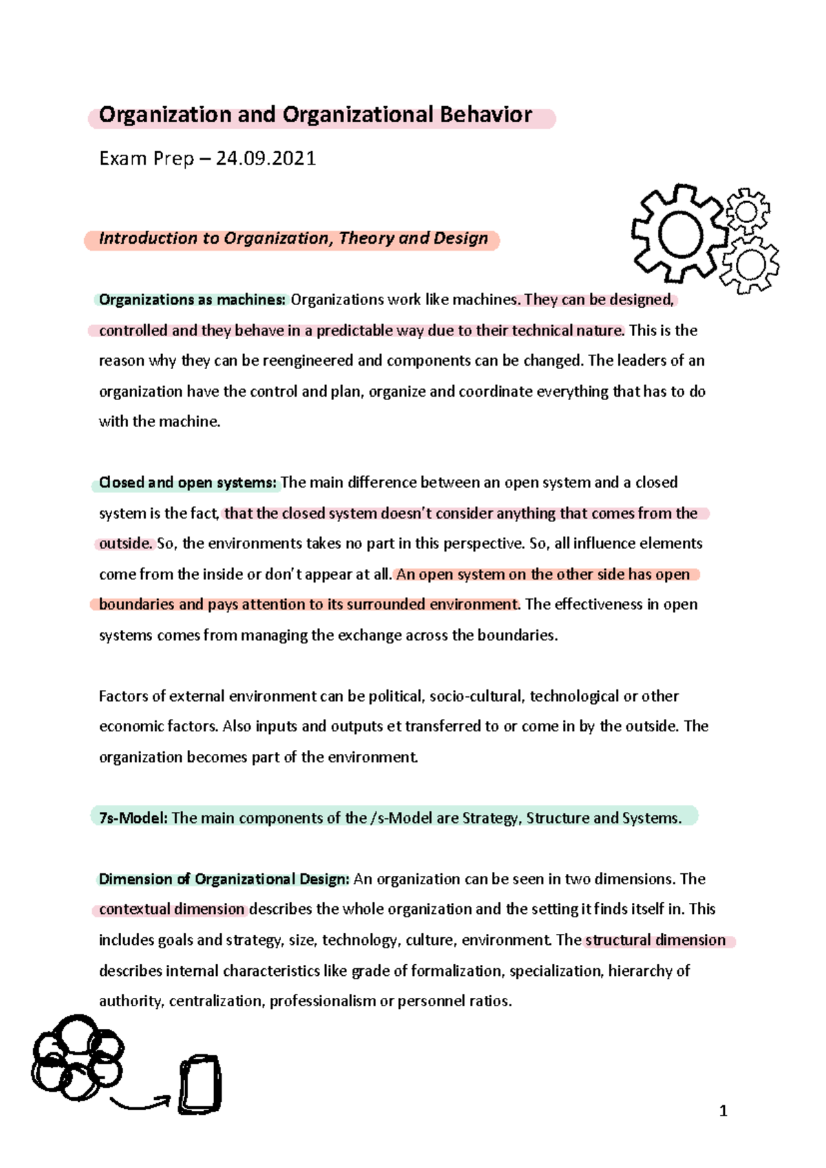 Organizational Studies Summary - Organization and Organizational ...