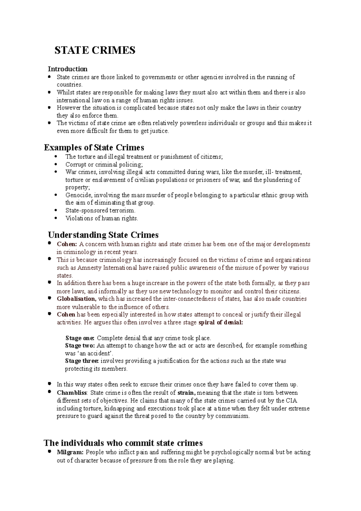 State Crimes - Whilst states are responsible for making laws they must ...