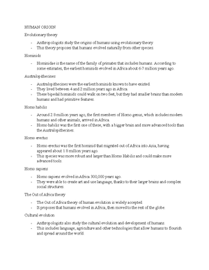 ANT 100 Notes 8 - Biological anthropology: evolutionary theory and ...