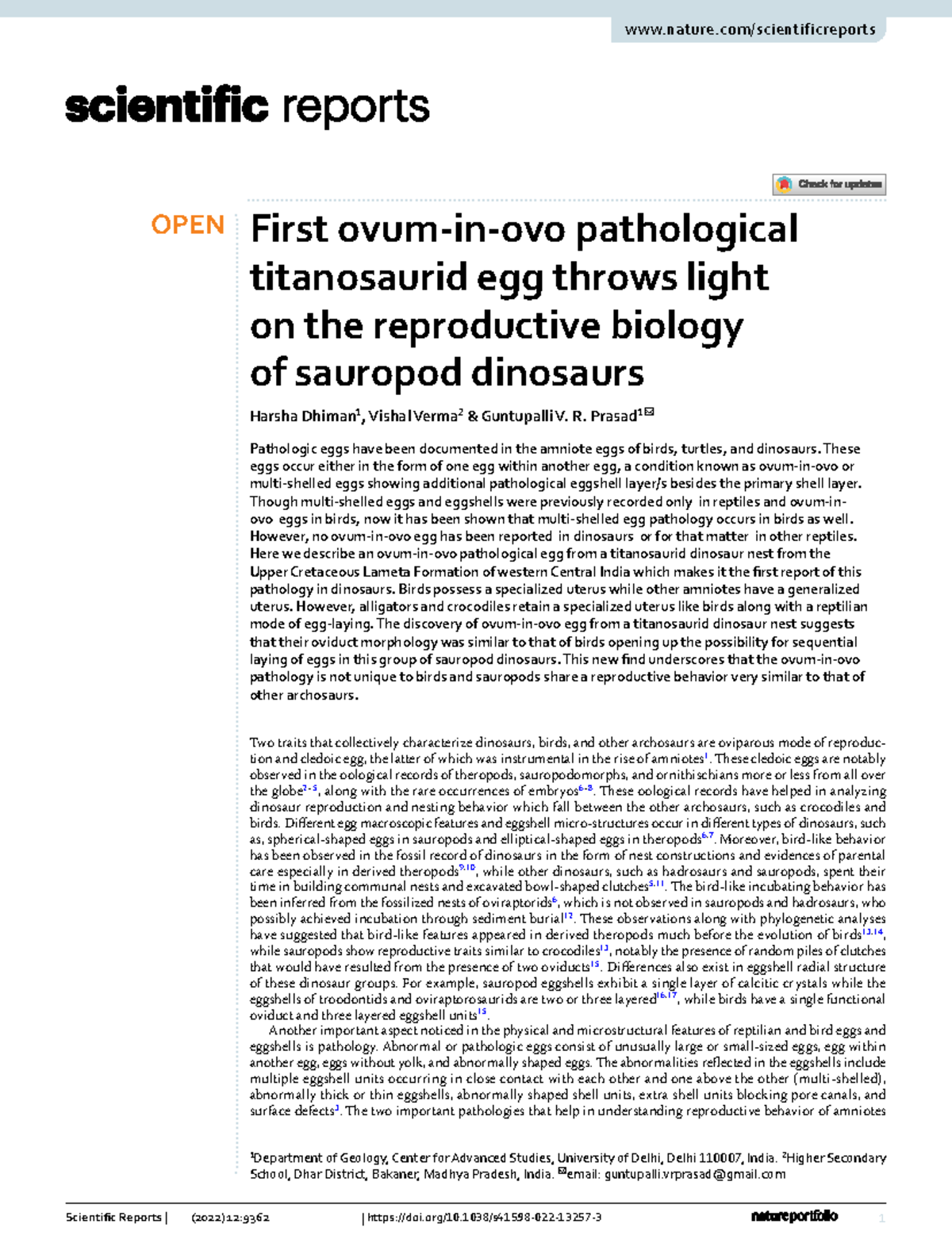 First ovum-in-ovo pathological titanosaurid egg throws light on the reproductive biology of ...