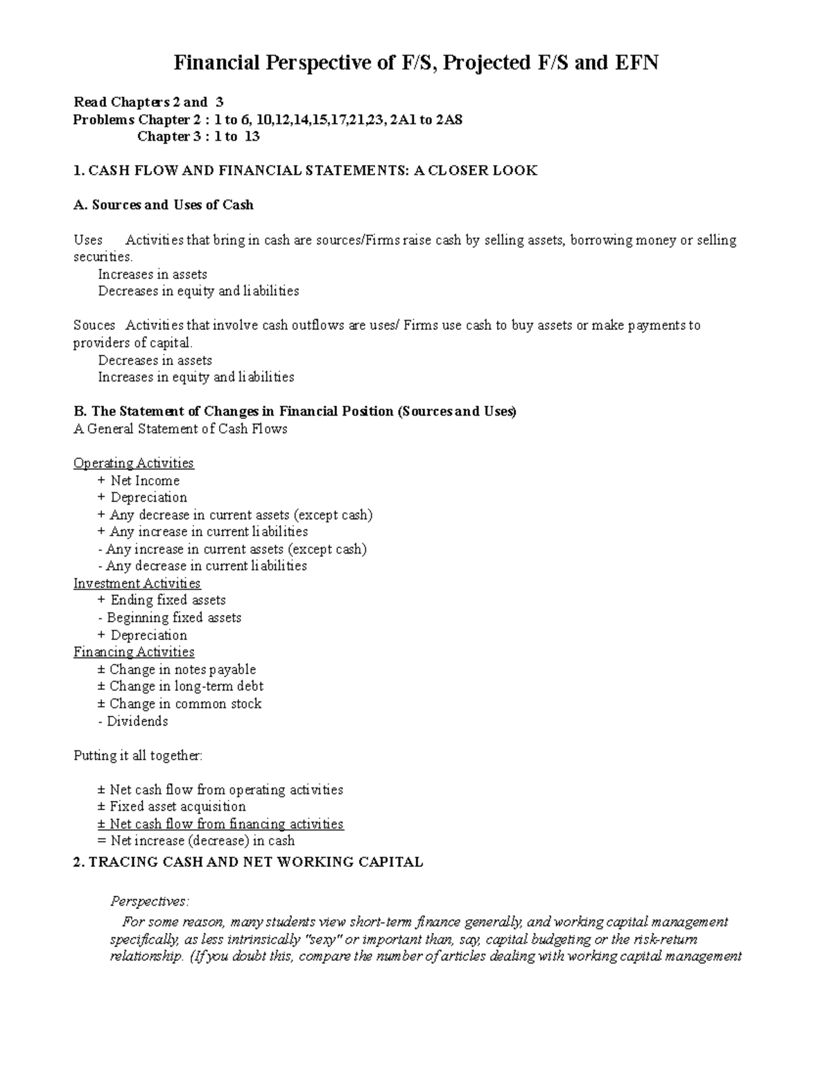 Estimating the Funds Requirements - Financial Perspective of F/S ...