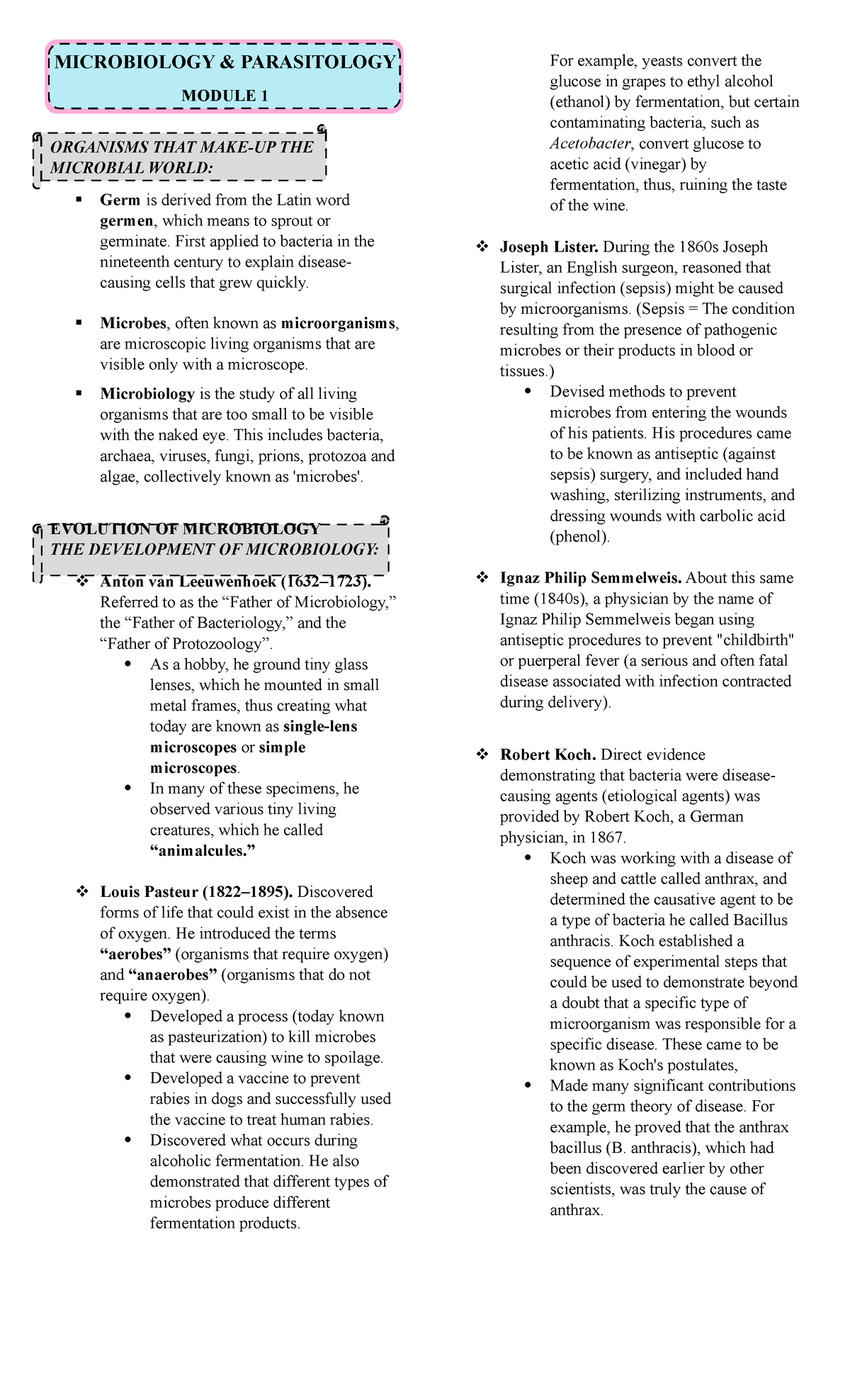 Module 1 - Microbiology & Parasitology - MICROBIOLOGY & PARASITOLOGY ...