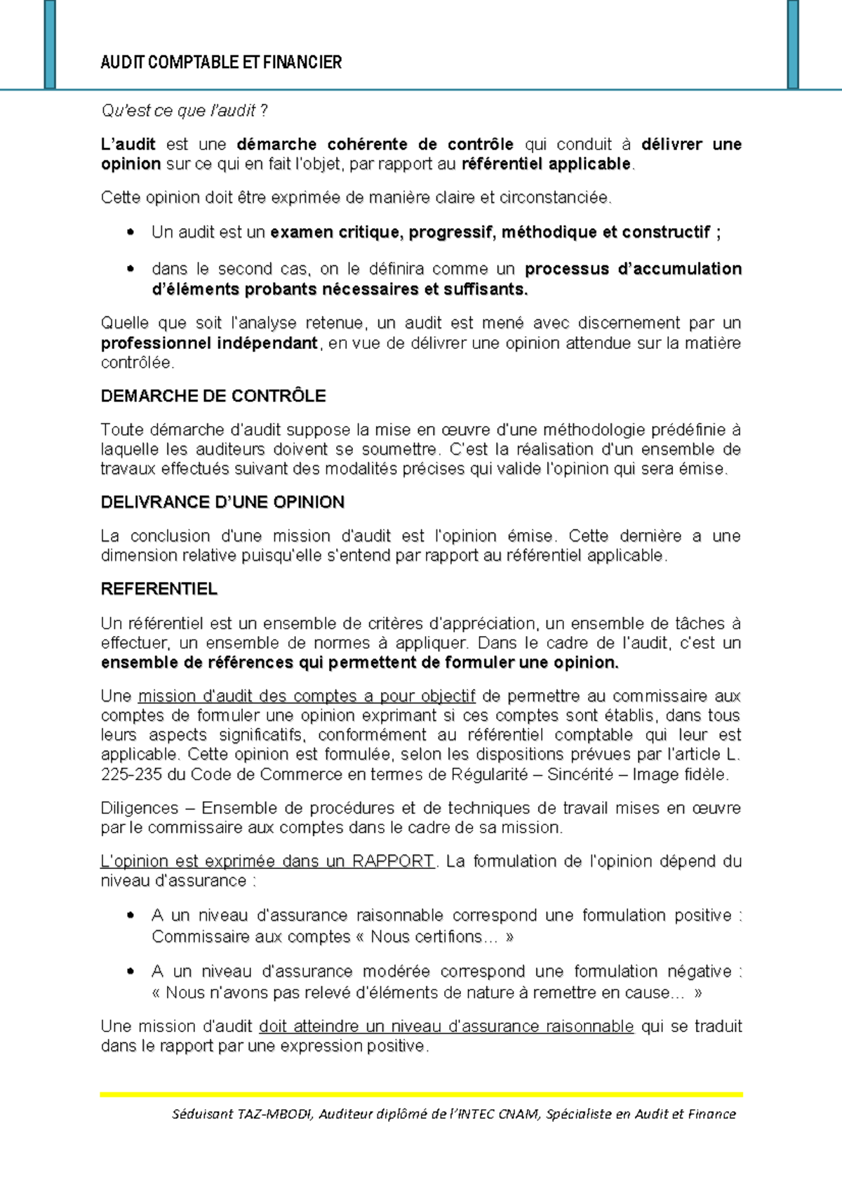 Audit comptable et financier - Qu’est ce que l’audit Qu’est ce que l ...