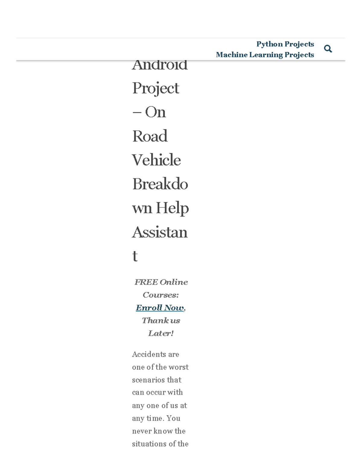 Android Project - On Road Vehicle Breakdown Help Assistant - Project ...