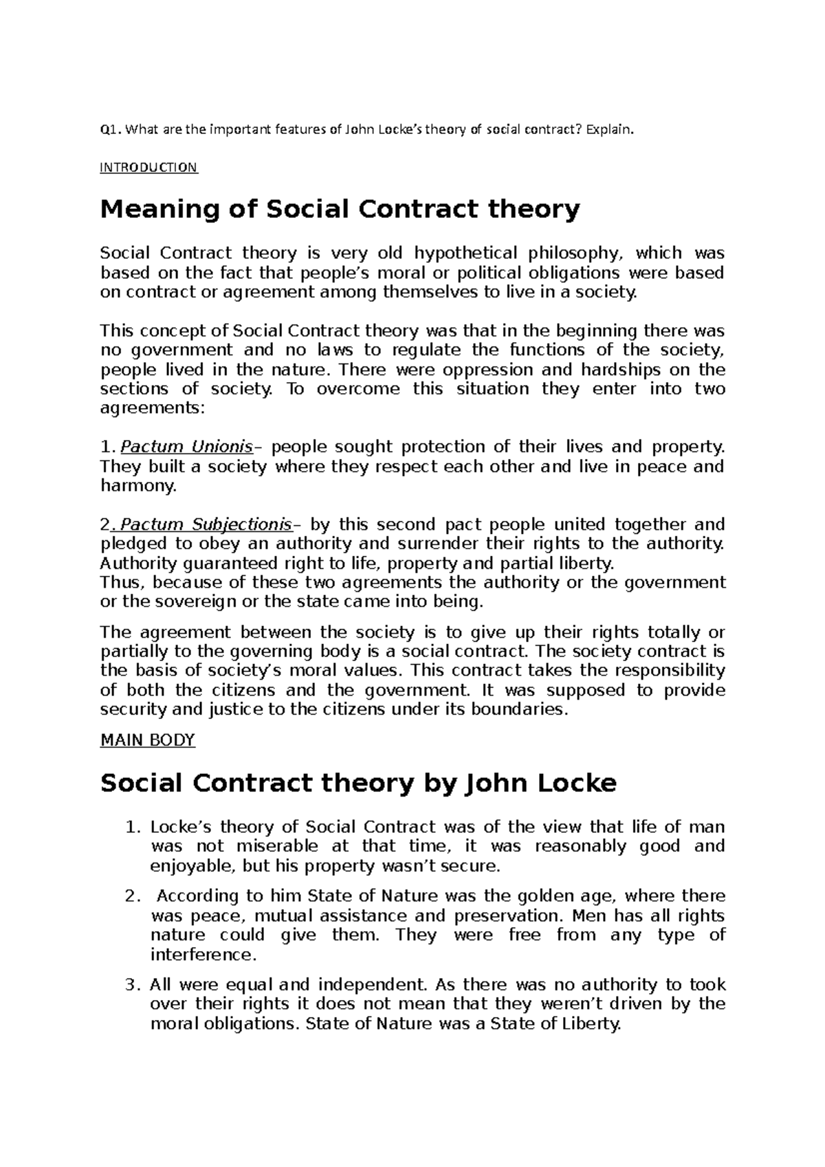 Modern 1 - ASSIGNMENTS - Q1. What are the important features of John ...
