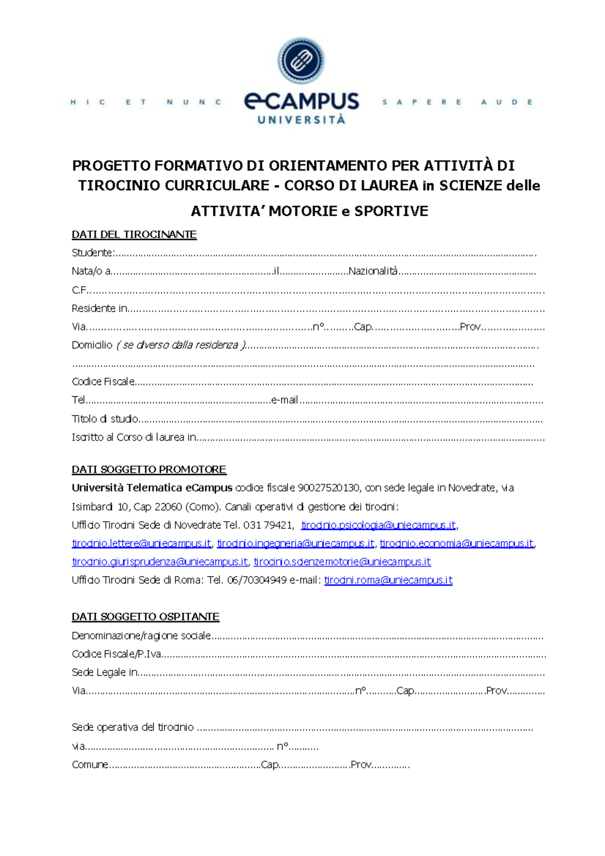 Progetto Formativo sc motorie - PROGETTO FORMATIVO DI ORIENTAMENTO PER ...