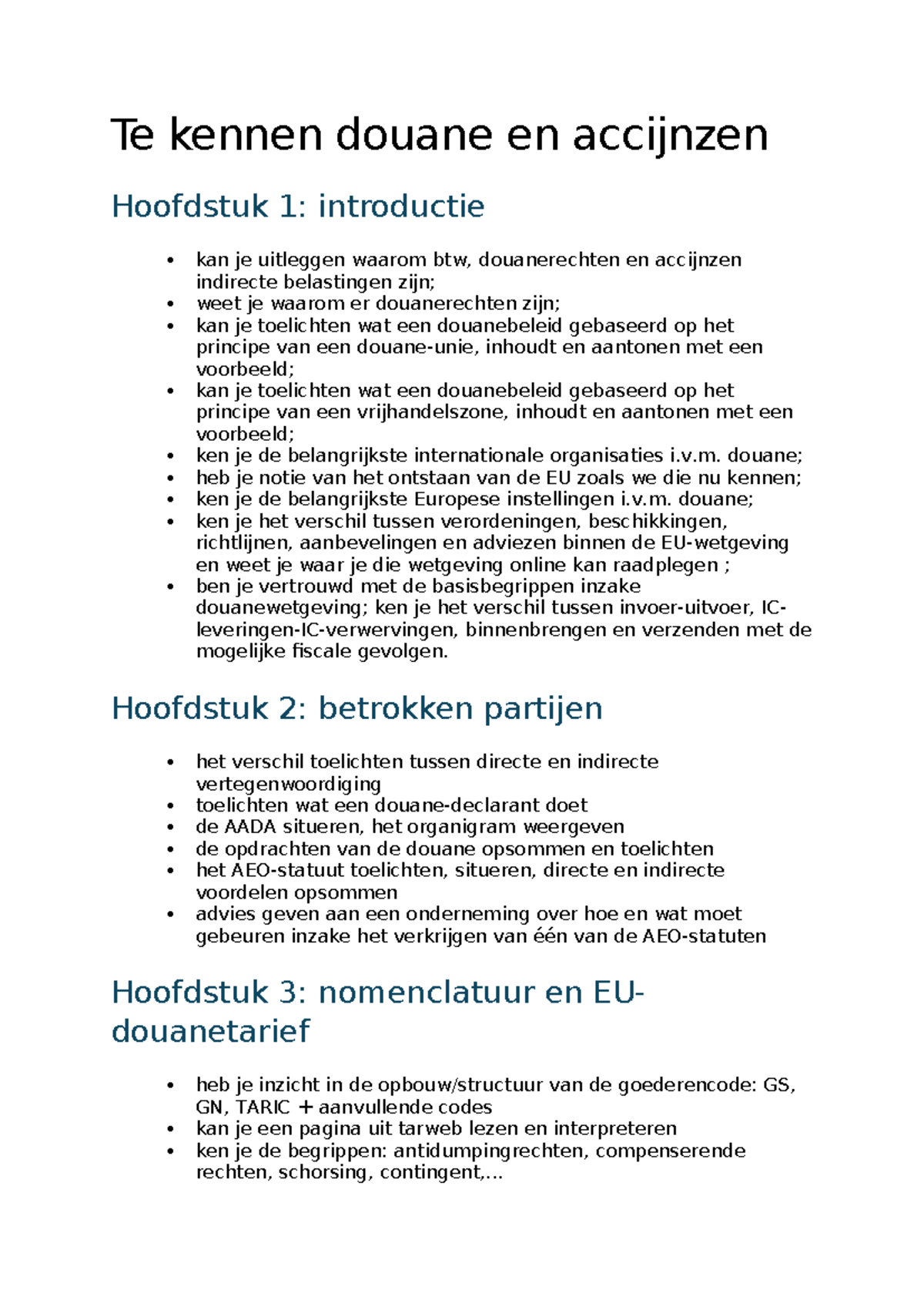 Te kennen douane en accijnzen - Te kennen douane en accijnzen Hoofdstuk ...