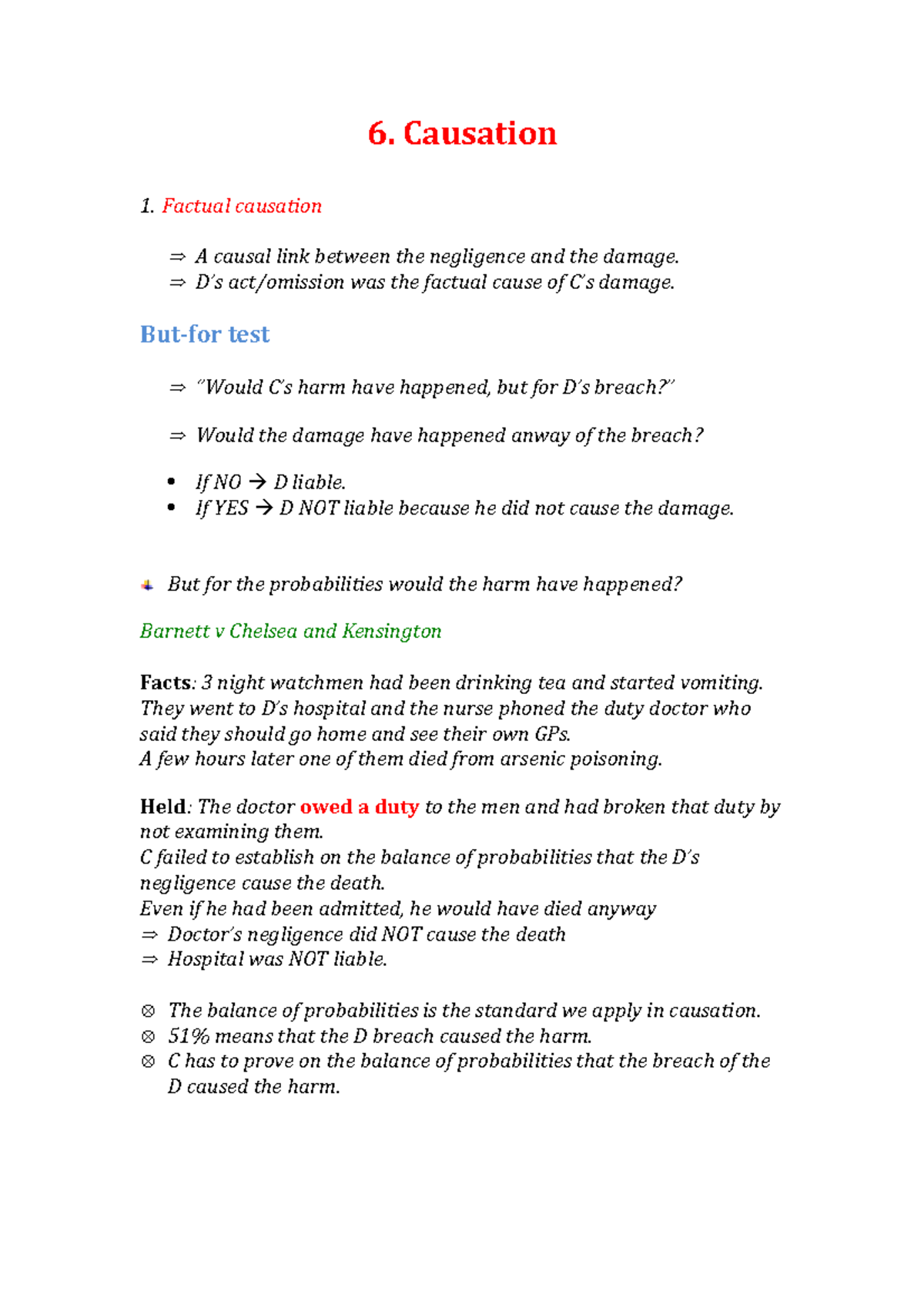3. Causation - Tort Law - 6. Causation 1 causation A causal link ...