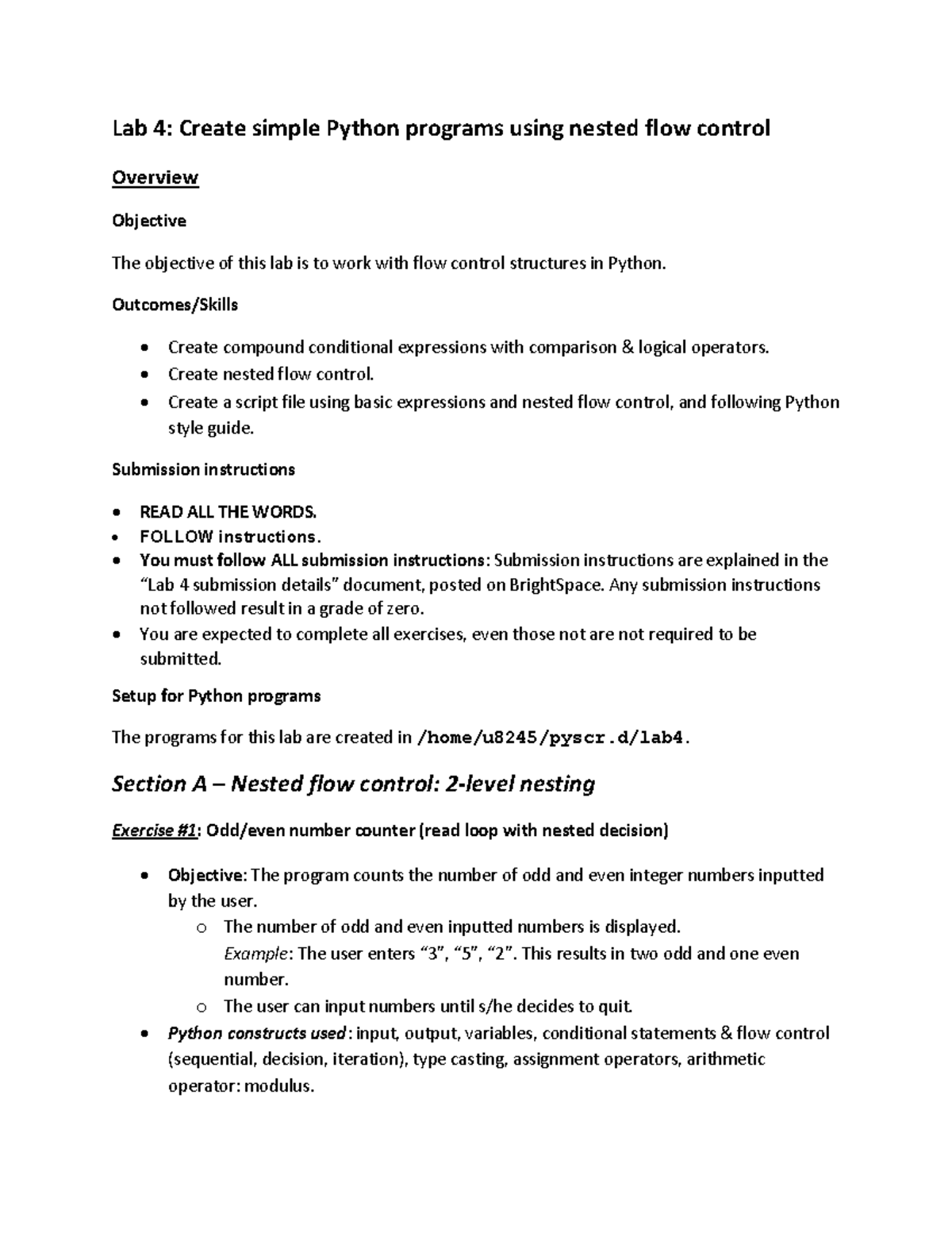 Py Lab 4 Nested Flow Ctrl Lab 4 Create Simple Python Programs Using Nested Flow Control 9943
