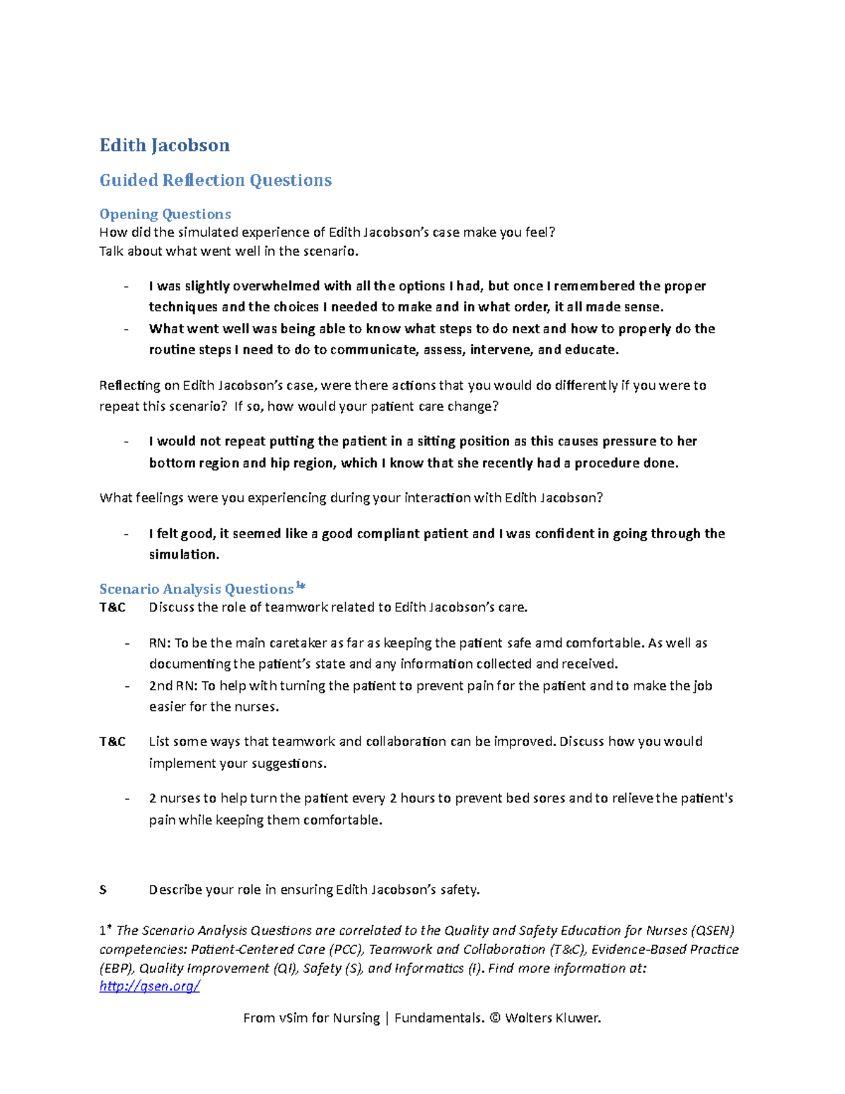 Fundamentals Case Edith Jacobs - Edith Jacobson Guided Reflection ...