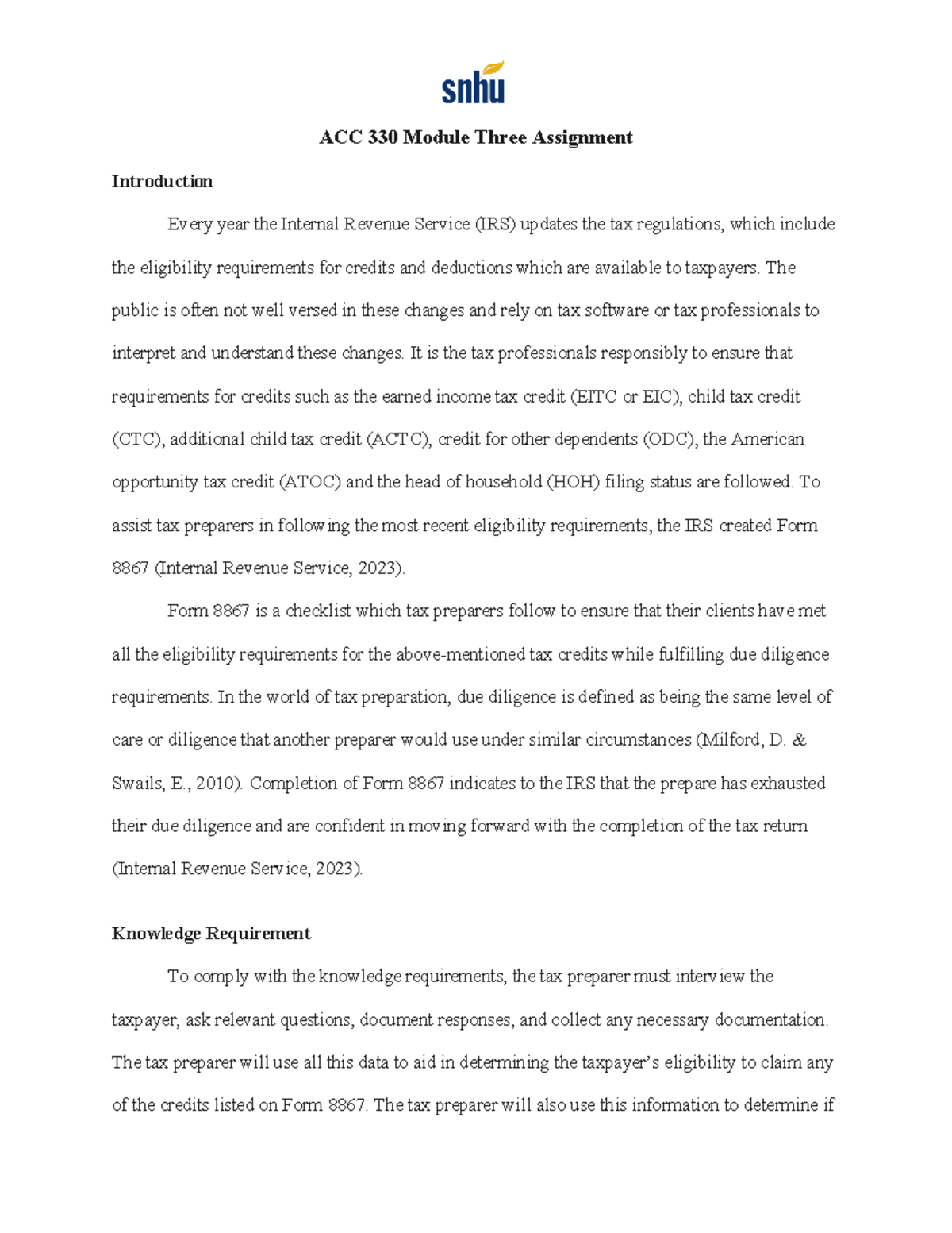 ACC 330 Module Three Assignment C - ACC 330 Module Three Assignment ...