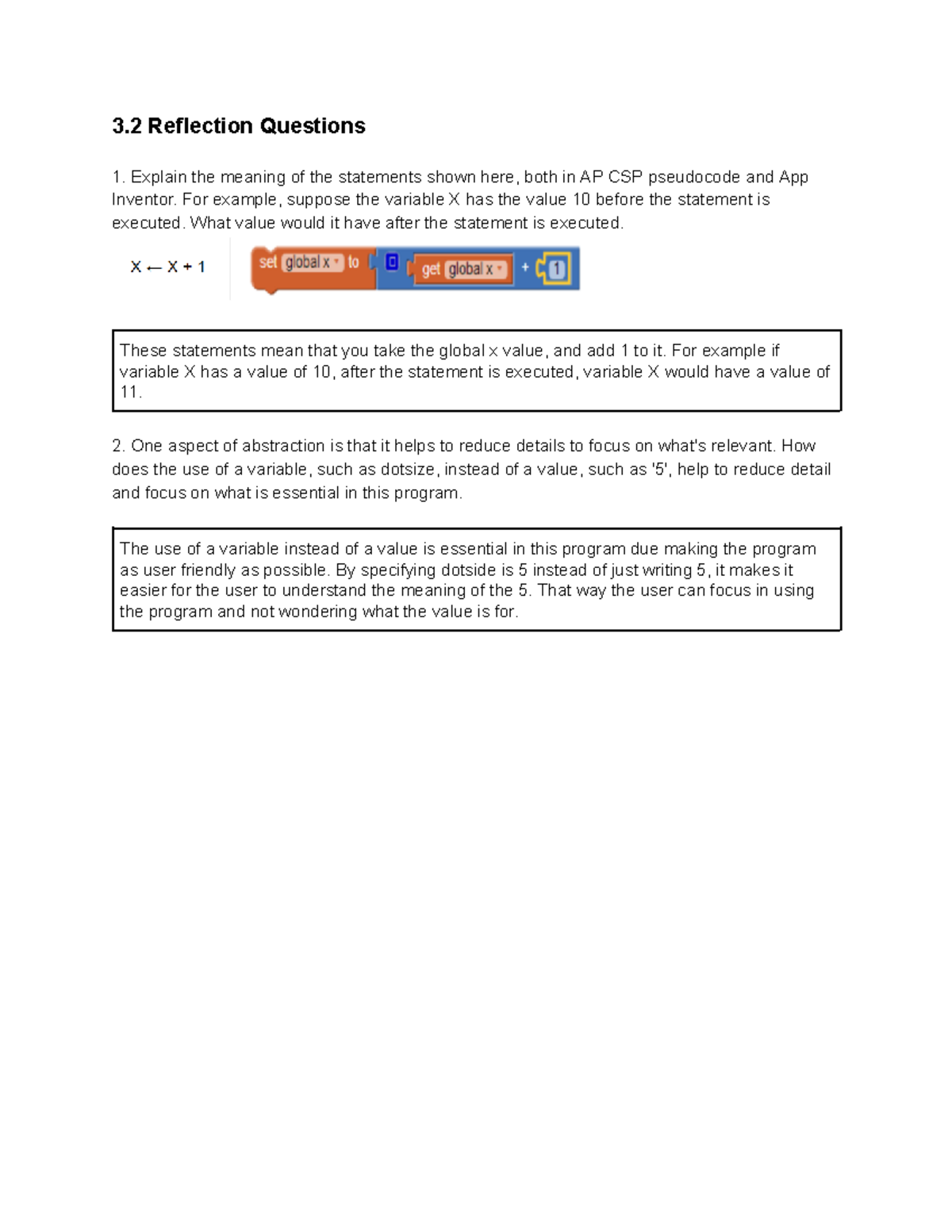 Kaleigh Foito - 3.2 Reflection Questions - 3 Reflection Questions 1 ...