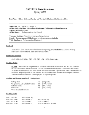 CSCI 2315 Homework 1 - CSCI 2315 Data Structures Summer 2021 Assignment 1 Professor Ahmed ...
