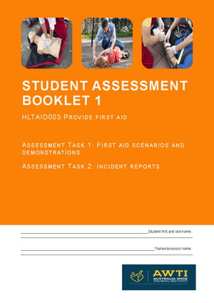 Hltaid 011 Student Assessment Tasks V1 - PROVIDE FIRST AID S I T 4 0 5 ...
