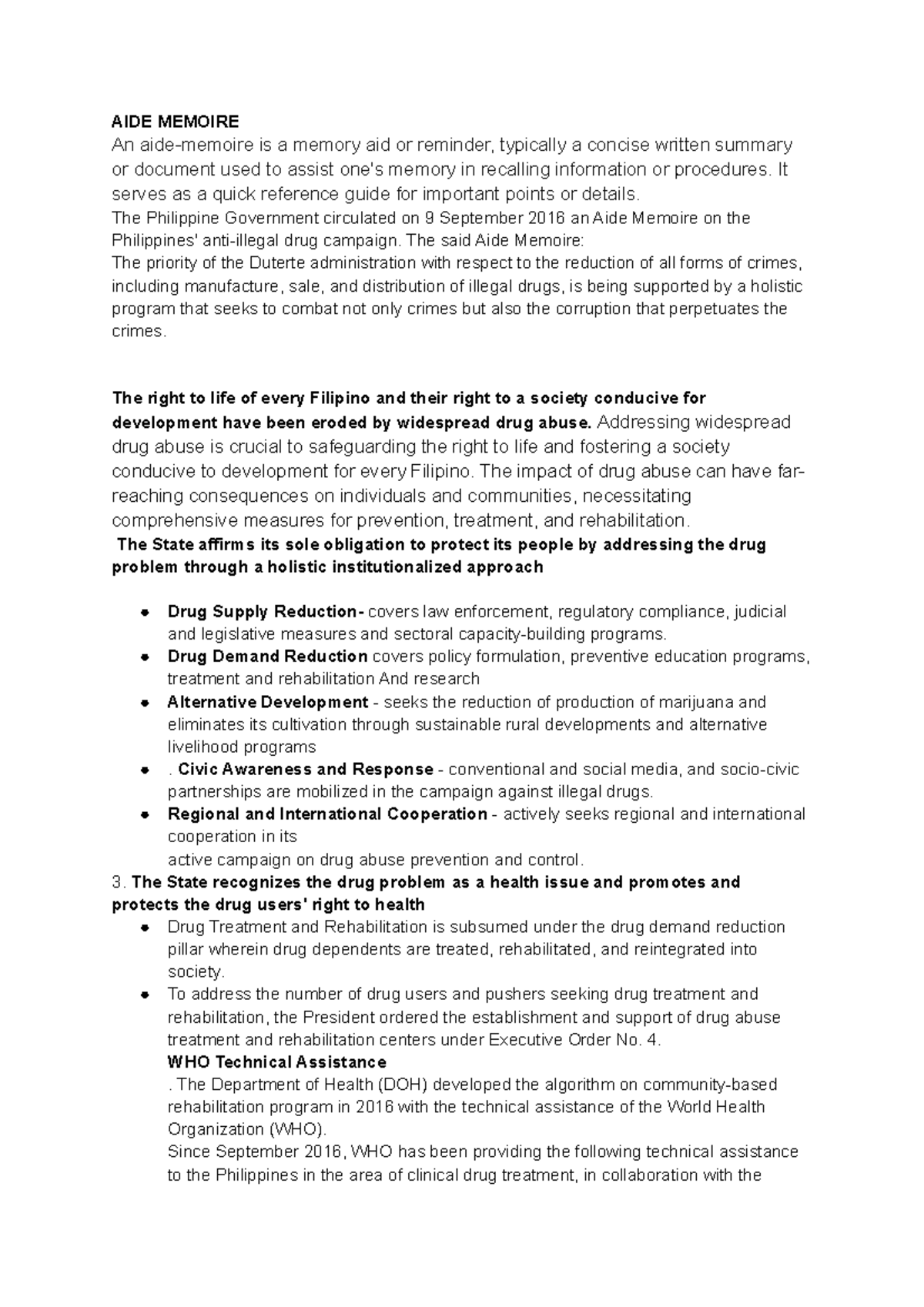 AIDE Memoire NSTP AIDE MEMOIRE An Aide memoire Is A Memory Aid Or