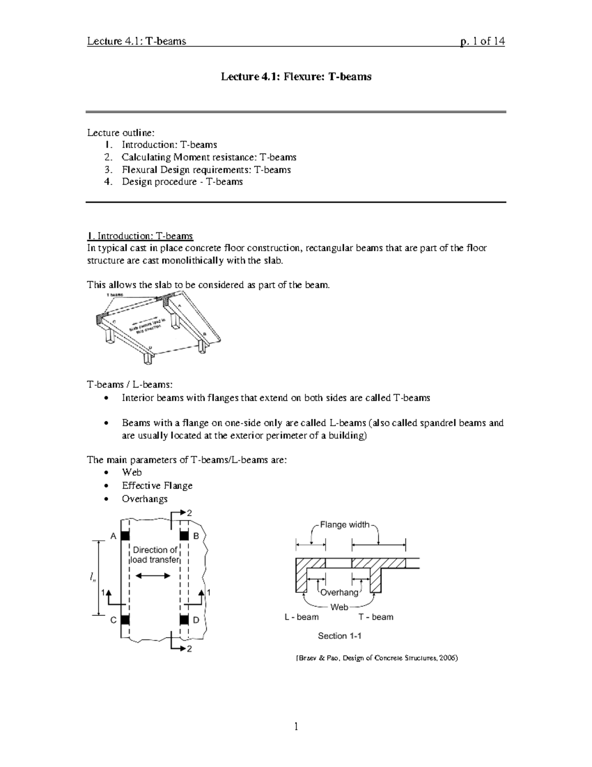 4.1 Flexure - T- beams - lecture good - Lecture 4: Flexure: T-beams ...