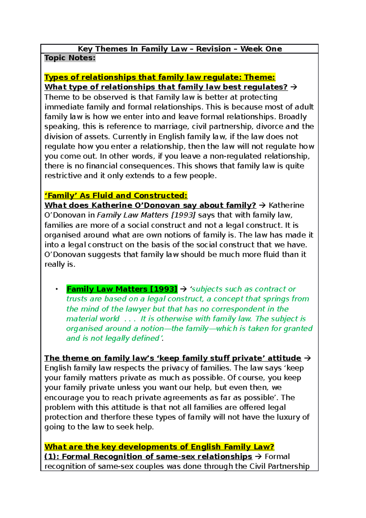 Themes in Family Law - This is because most of adult family law is how ...