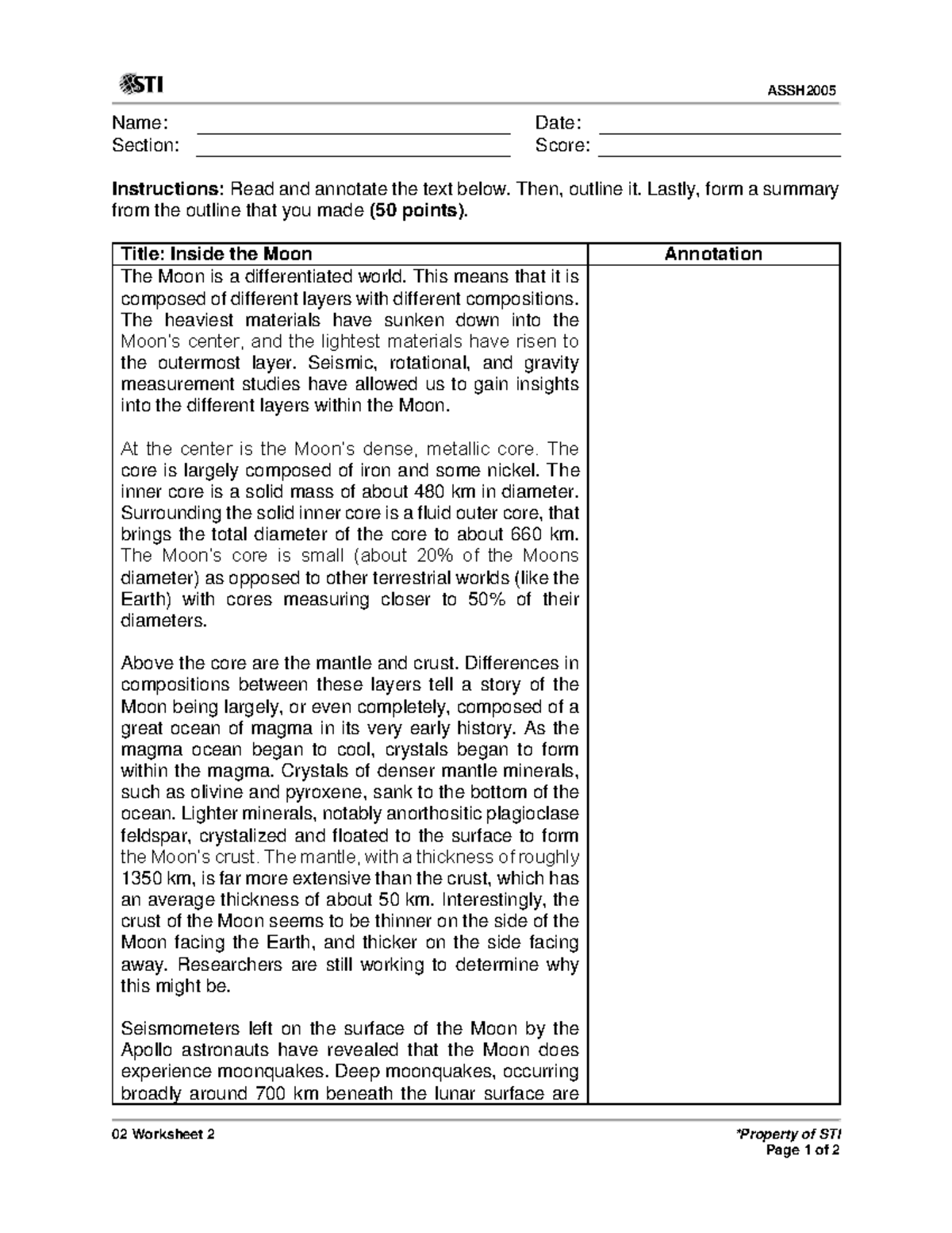 02 Online Worksheet 2 - Hello World - ASSH 02 Worksheet 2 *Property of ...