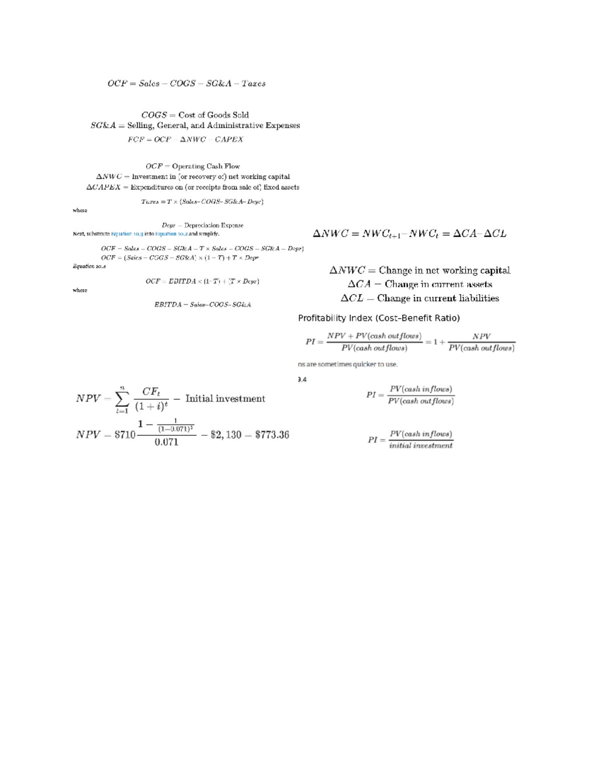 Finance 2 Equations - BU 393 - Studocu