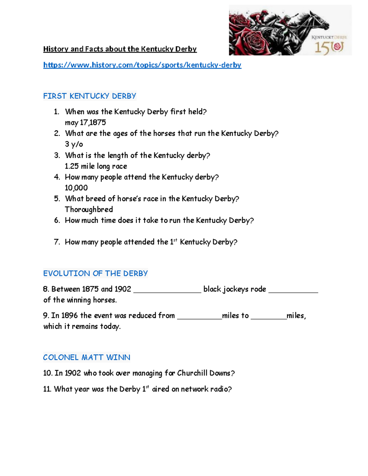 History and Facts about the Kentucky Derby (002) - History and Facts ...