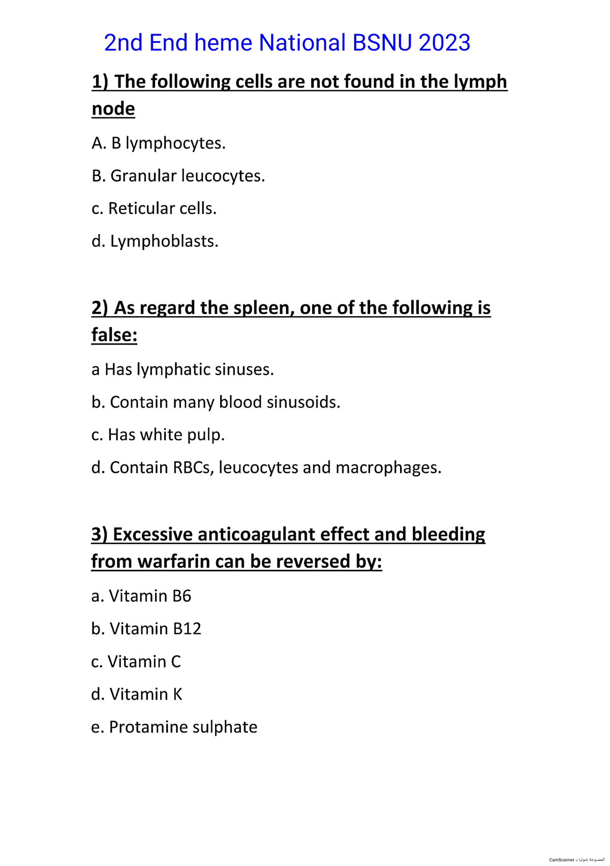2nd End heme National BSNU 2023 - Physical medicine - Studocu
